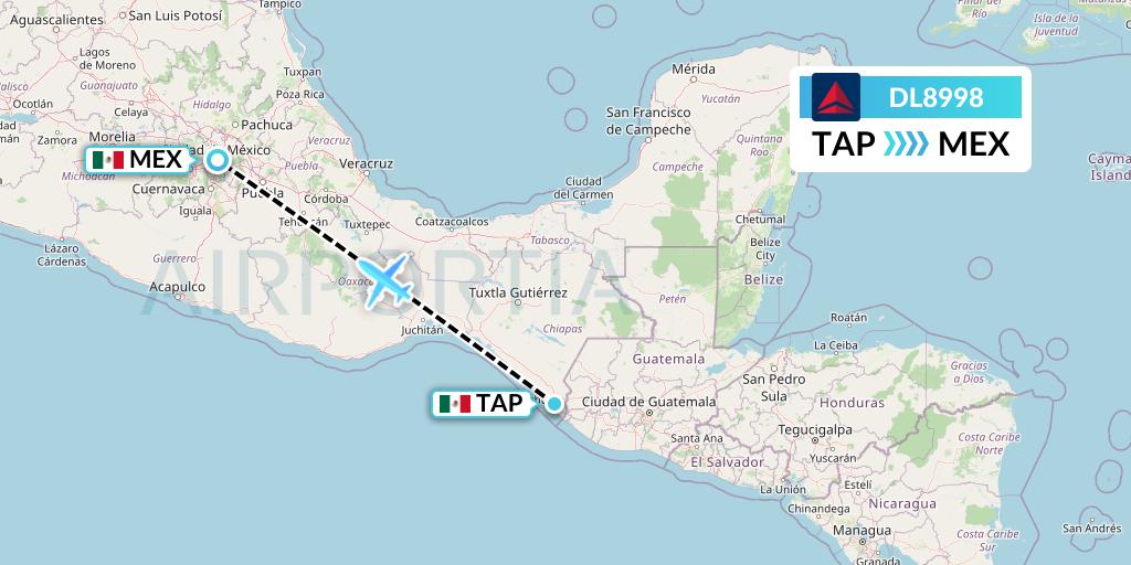 DL8998 Flight Status Delta Air Lines: Tapachula to Mexico City (DAL8998)