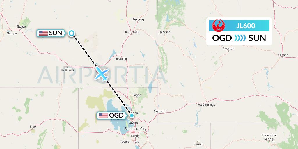 JL600 Flight Status Japan Airlines: Ogden to Hailey (JAL600)