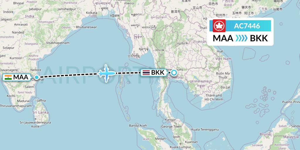 AC7446 Flight Status Air Canada: Chennai to Bangkok (ACA7446)