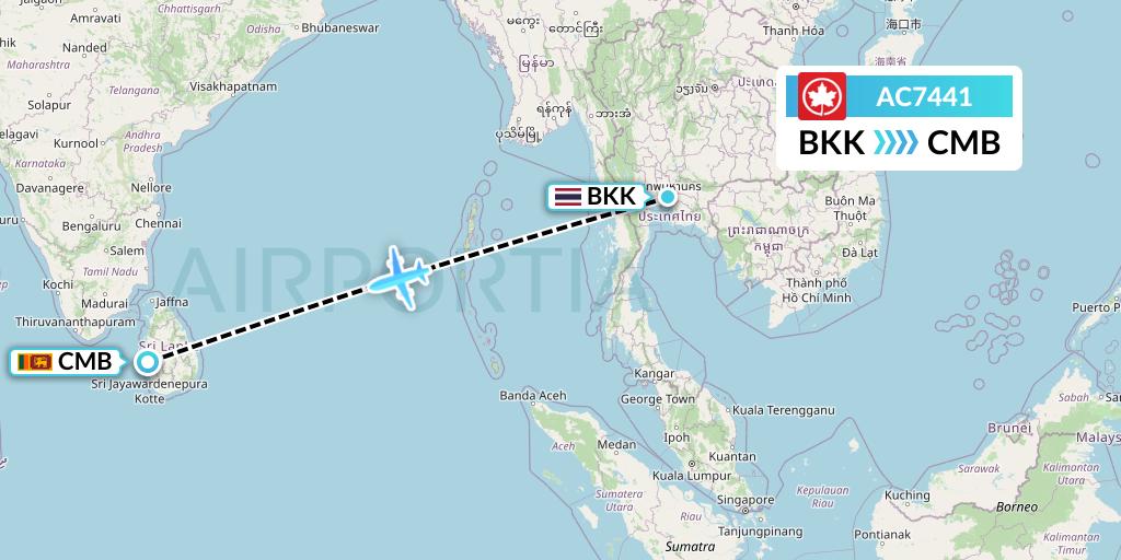 AC7441 Flight Status Air Canada: Bangkok to Colombo (ACA7441)