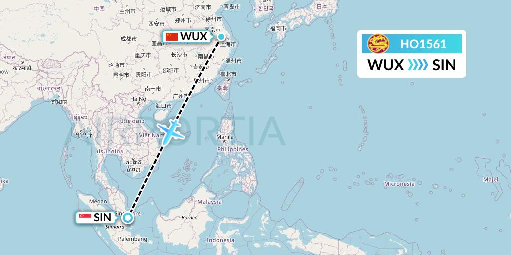 HO1561 Flight Status Juneyao Airlines: Wuxi to Singapore (DKH1561)