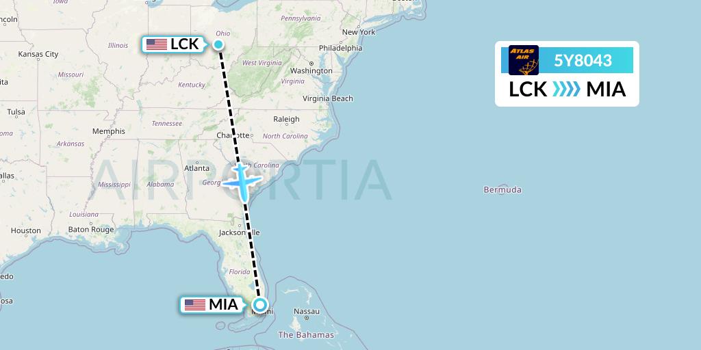 5Y8043 Flight Status Atlas Air: Columbus to Miami (GTI8043)