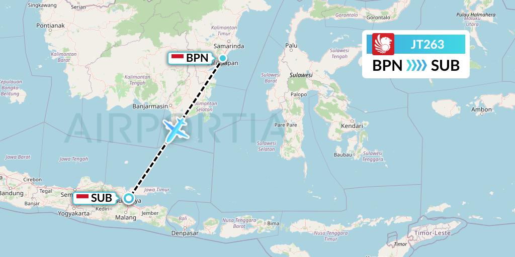 JT263 Flight Status Lion Airlines: Balikpapan to Surabaya (LNI263)