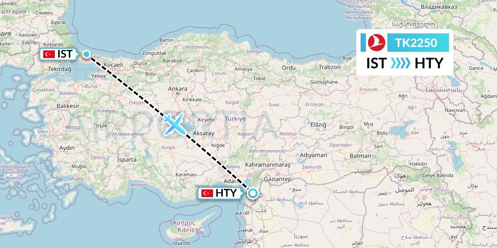 TK2250 Flight Status Turkish Airlines: Istanbul to Antakya (THY2250)