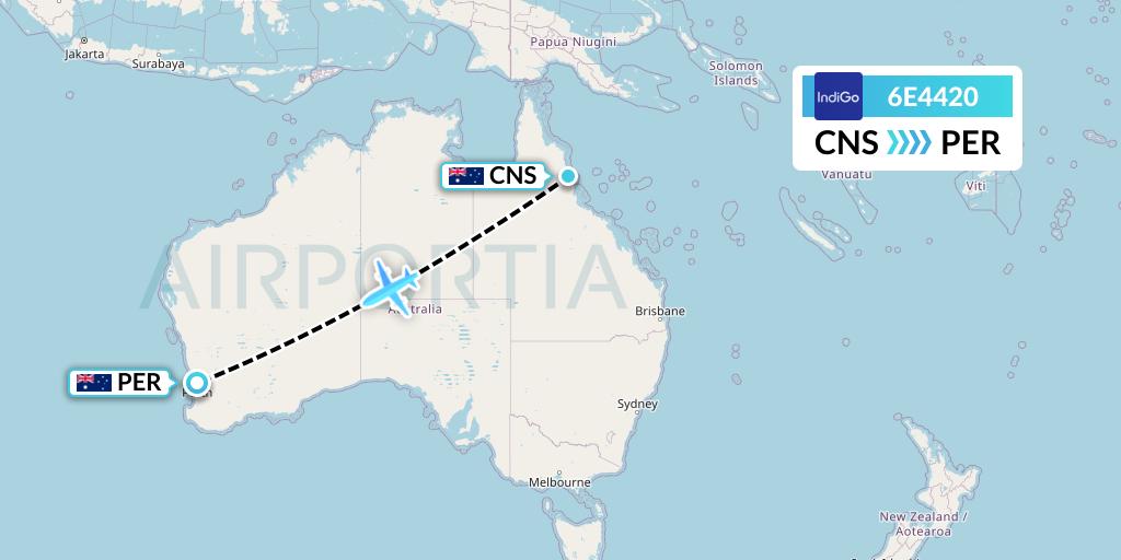 6E4420 Flight Status IndiGo Airlines: Cairns to Perth (IGO4420)