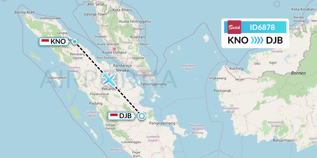 ID6878 Flight Status Batik Air: Medan to Jambi (BTK6878)