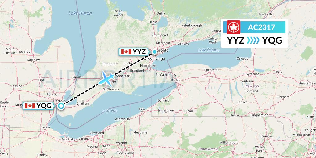 AC2317 Flight Status Air Canada: Toronto to Windsor (ACA2317)