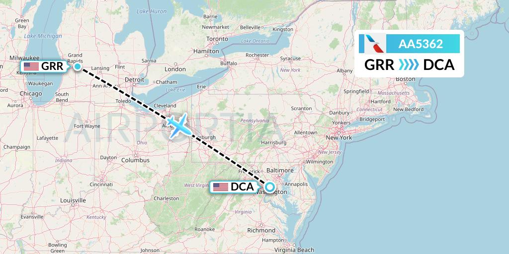 AA5362 Flight Status American Airlines: Grand Rapids to Washington ...