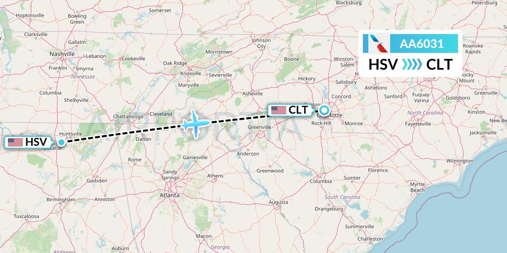 AA6031 Flight Status American Airlines: Huntsville to Charlotte (AAL6031)