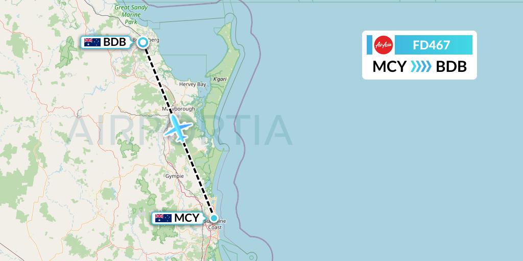 FD467 Flight Status Thai AirAsia: Sunshine Coast to Bundaberg (AIQ467)