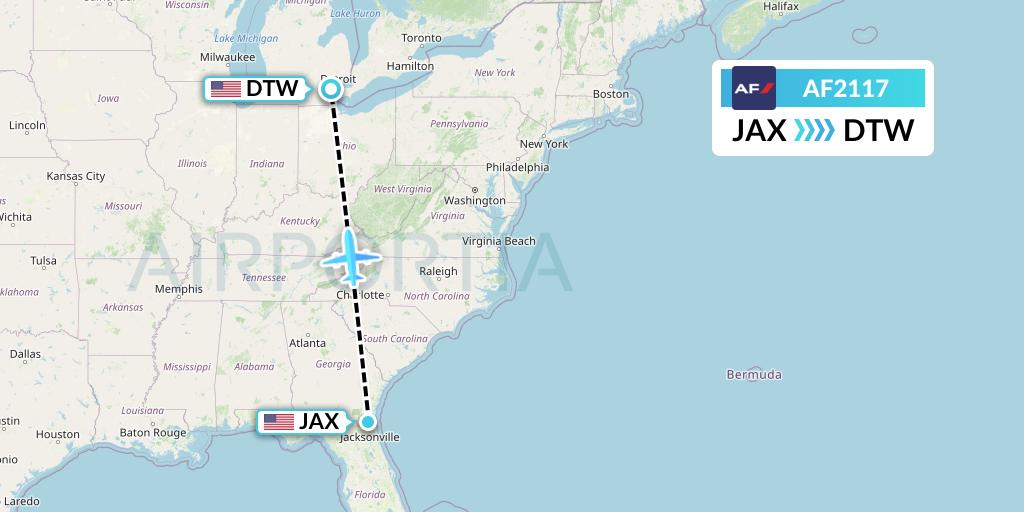 AF2117 Flight Status Air France: Jacksonville to Detroit (AFR2117)