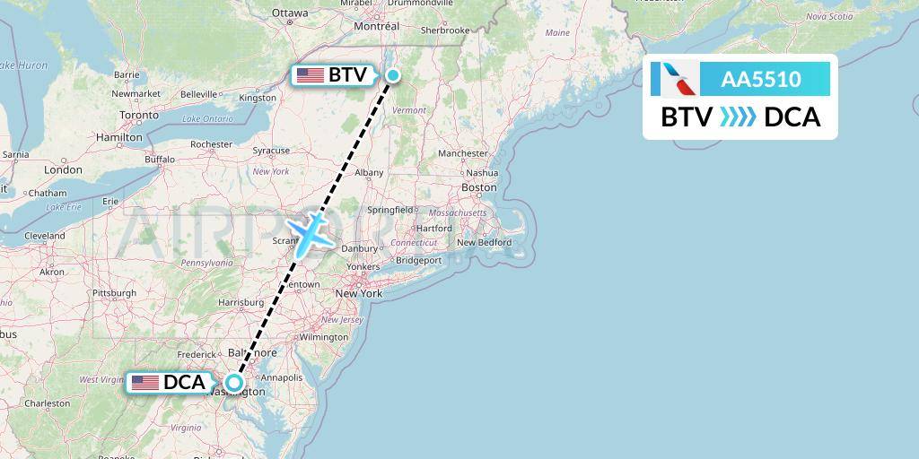AA5510 Flight Status American Airlines: Burlington to Washington (AAL5510)