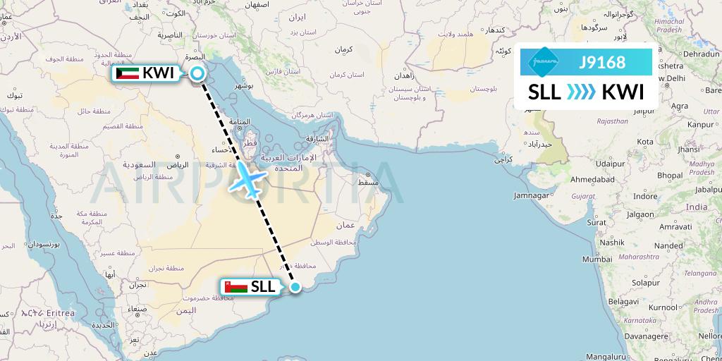 J9168 Flight Status Jazeera Airways: Salalah to Kuwait City (JZR168)