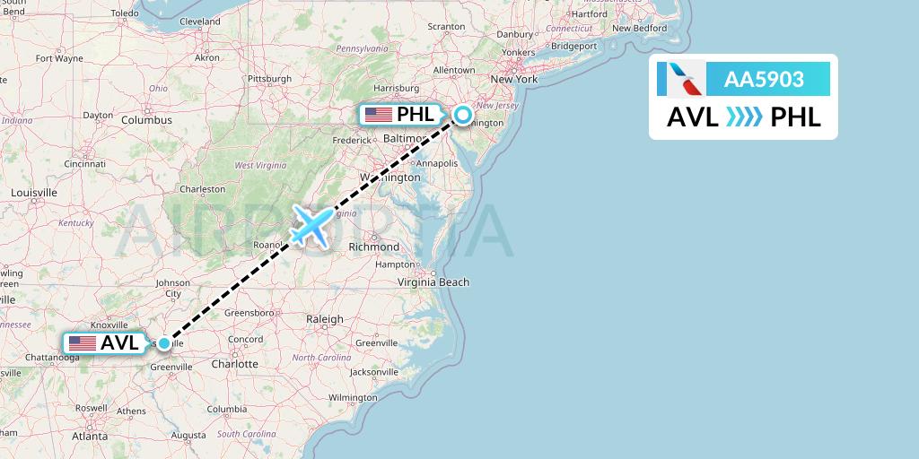 AA5903 Flight Status American Airlines: Asheville to Philadelphia (AAL5903)