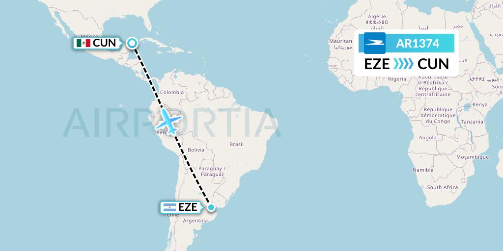 AR1374 Flight Status Aerolineas Argentinas: Buenos Aires to Cancun ...