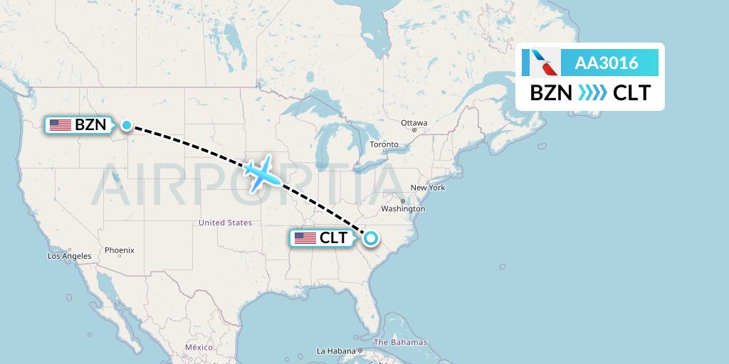 AA3016 Flight Status American Airlines: Bozeman to Charlotte (AAL3016)