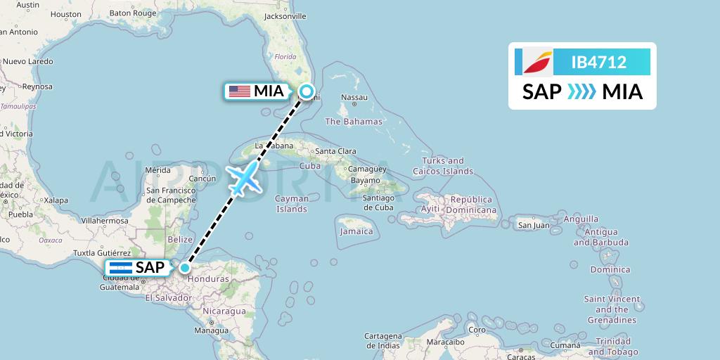 IB4712 Flight Status Iberia: San Pedro Sula to Miami (IBE4712)
