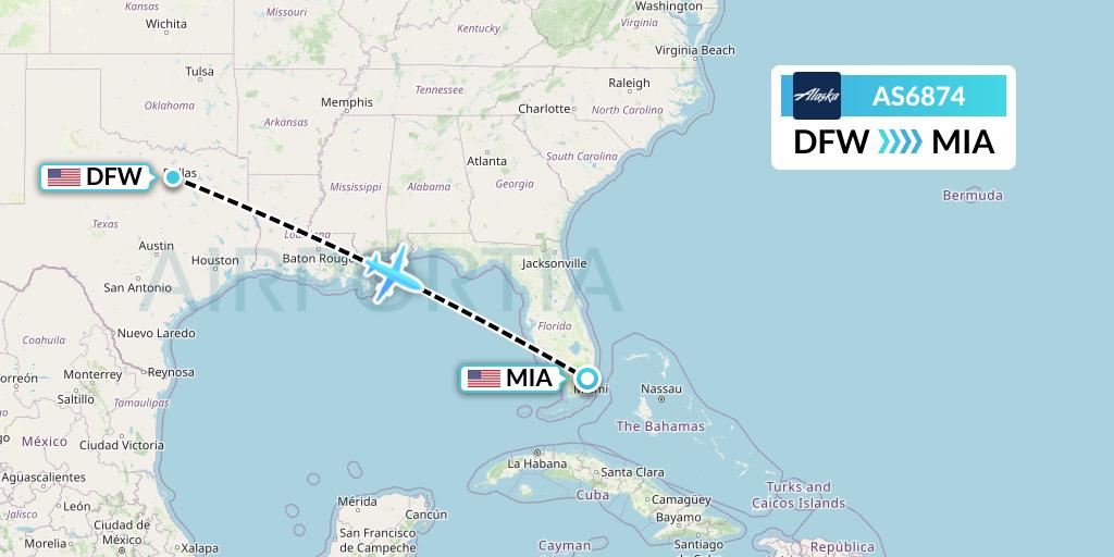 AS6874 Flight Status Alaska Airlines: Dallas to Miami (ASA6874)