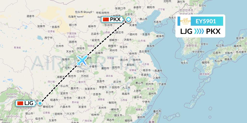 EY5901 Flight Status Etihad Airways: Lijiang to Beijing (ETD5901)
