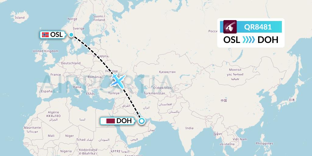QR8481 Flight Status Qatar Airways: Oslo to Doha (QTR8481)