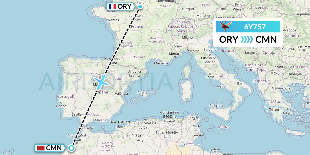 6Y757 Flight Status SmartLynx: Paris to Casablanca (ART757)