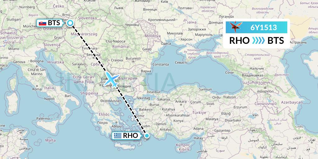 6Y1513 Flight Status SmartLynx: Rhodes to Bratislava (ART1513)