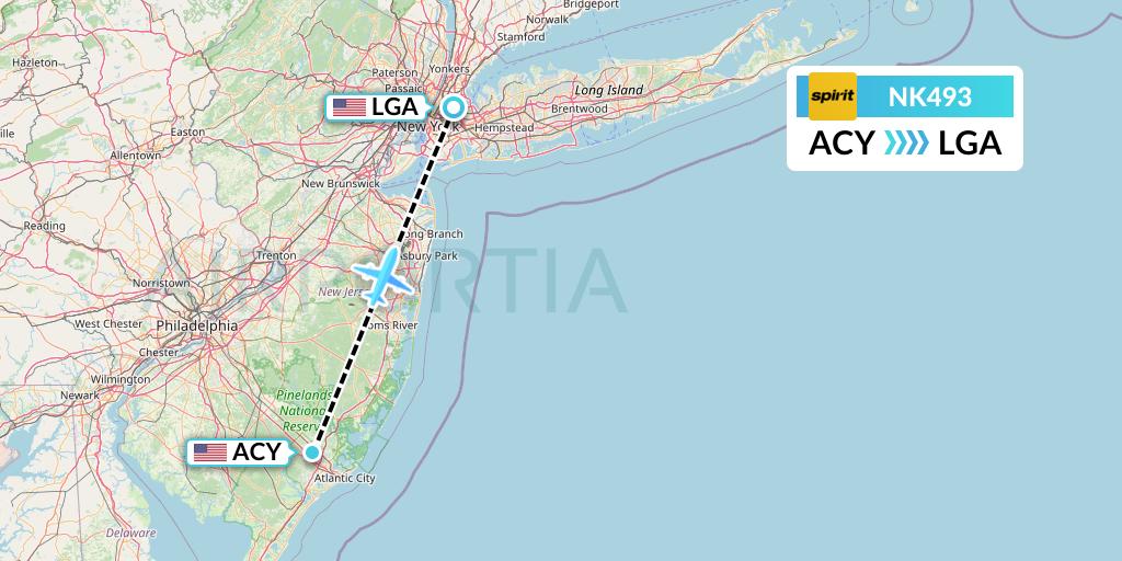 NK493 Flight Status Spirit Airlines: Atlantic City to New York (NKS493)