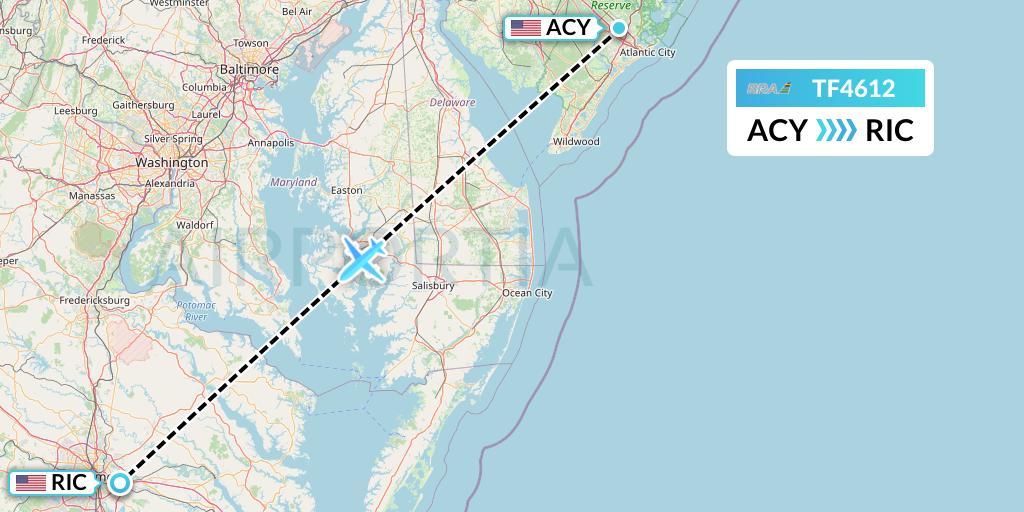 TF4612 Flight Status Malmo Aviation: Atlantic City to Richmond (SCW4612)