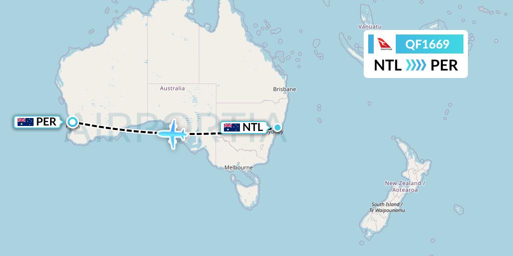 QF1669 Flight Status Qantas: Newcastle to Perth (QFA1669)