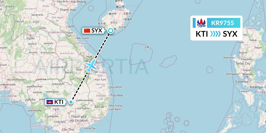 KR9755 Flight Status Cambodia Airways: Kratie to Sanya (KME9755)