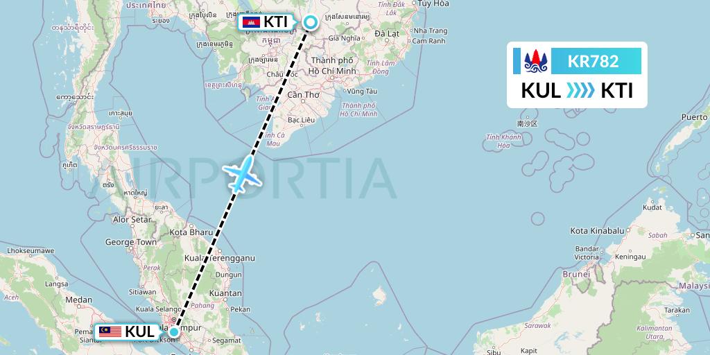 KR782 Flight Status Cambodia Airways: Kuala Lumpur to Kratie (KME782)