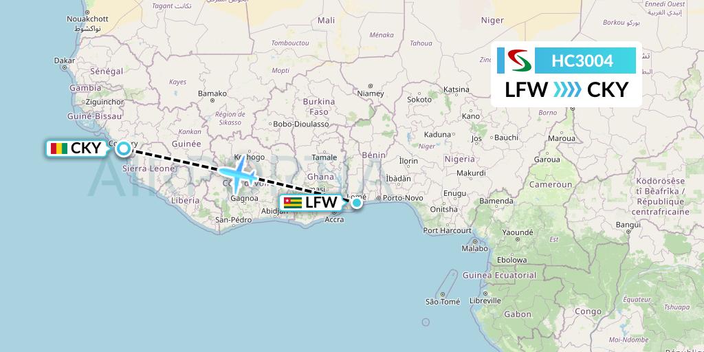 HC3004 Flight Status Air Senegal: Lome to Conakry (SZN3004)