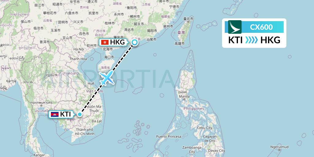 CX600 Flight Status Cathay Pacific: Kratie to Hong Kong (CPA600)