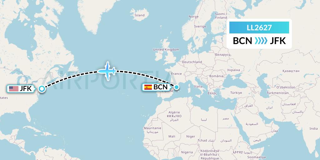 LL2627 Flight Status Miami Air International: Barcelona to New York ...