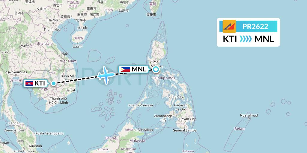 PR2622 Flight Status Philippine Airlines: Kratie to Manila (PAL2622)