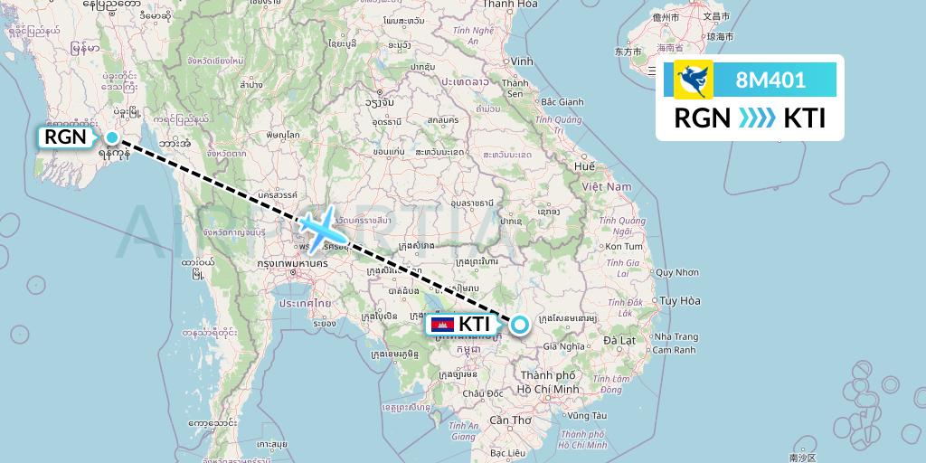 8M401 Flight Status Myanmar Airways International: Yangon to Kratie ...