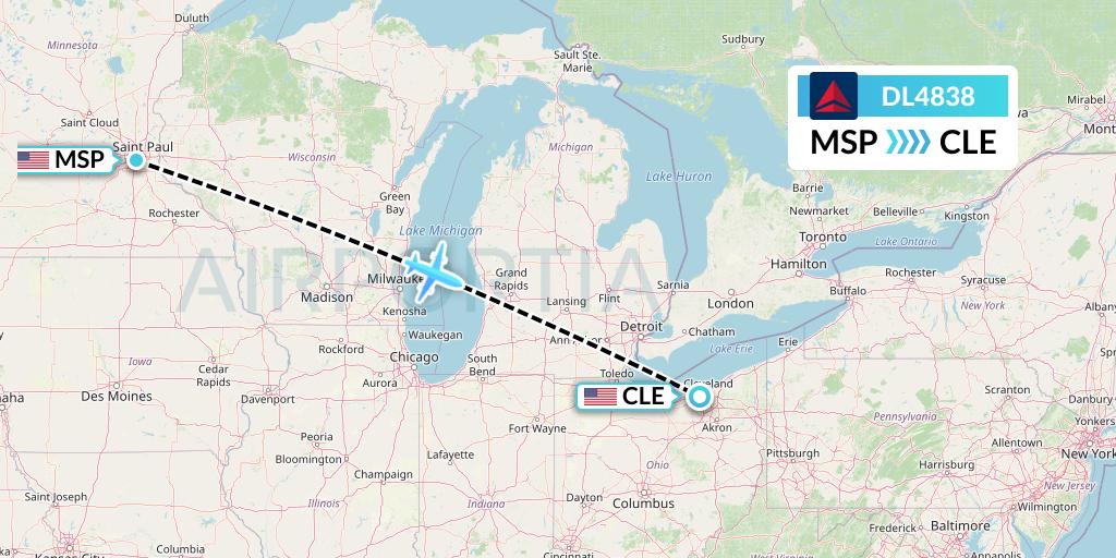 DL4838 Flight Status Delta Air Lines: Minneapolis to Cleveland (DAL4838)