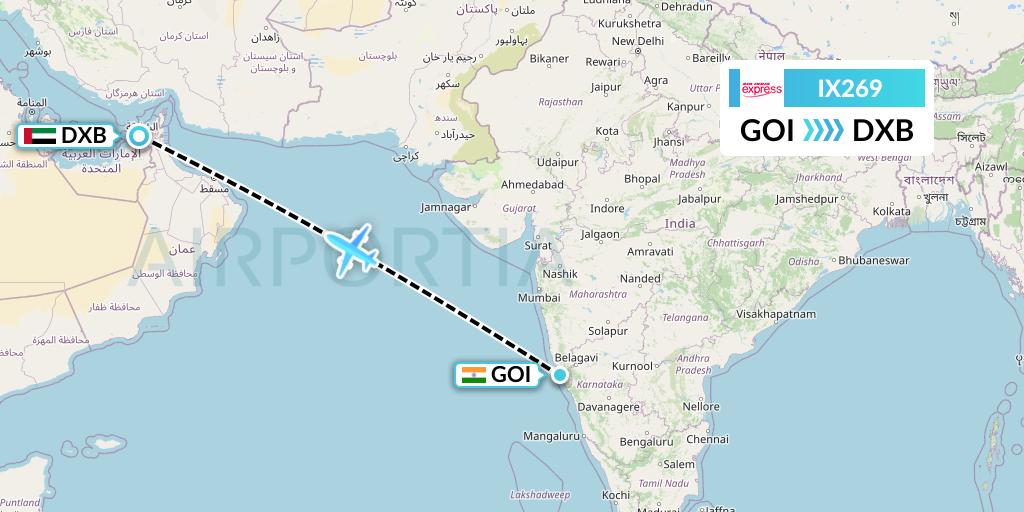 IX269 Flight Status Air India Express: Goa to Dubai (AXB269)