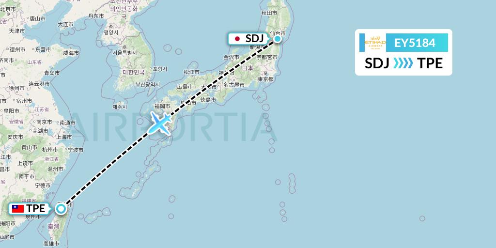 EY5184 Flight Status Etihad Airways: Sendai to Taipei (ETD5184)