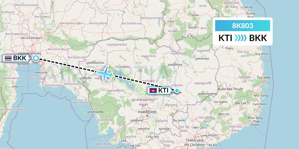 8K803 Flight Status K-Mile Air: Kratie to Bangkok (KMI803)