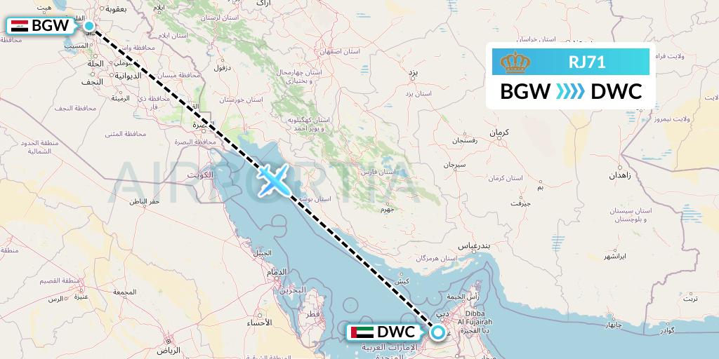 RJ71 Flight Status Royal Jordanian: Baghdad to Dubai (RJA71)