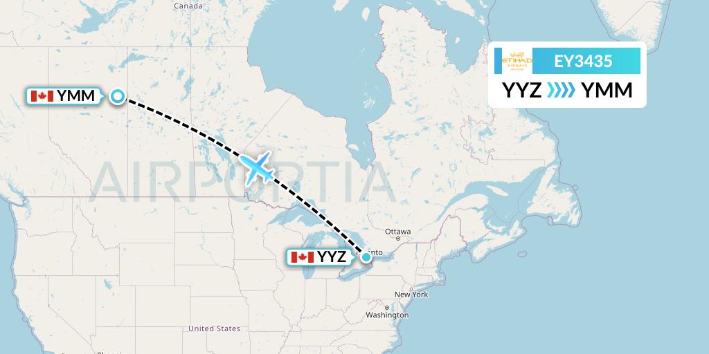 EY3435 Flight Status Etihad Airways: Toronto to Fort McMurray (ETD3435)