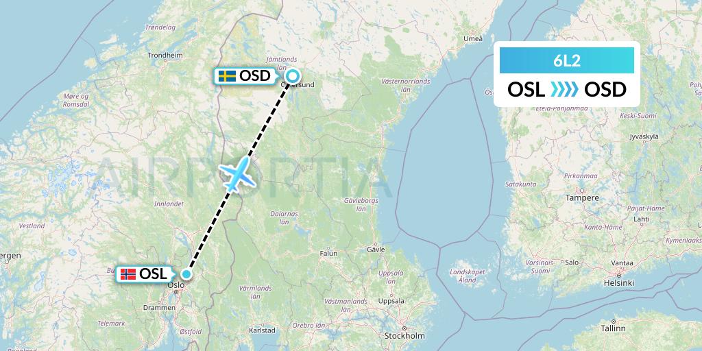 6L2 Flight Status Aklak Air: Oslo to Ostersund (AKK2)