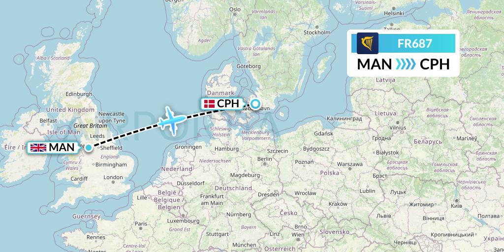 FR687 Flight Status Ryanair: Manchester to Copenhagen (RYR687)