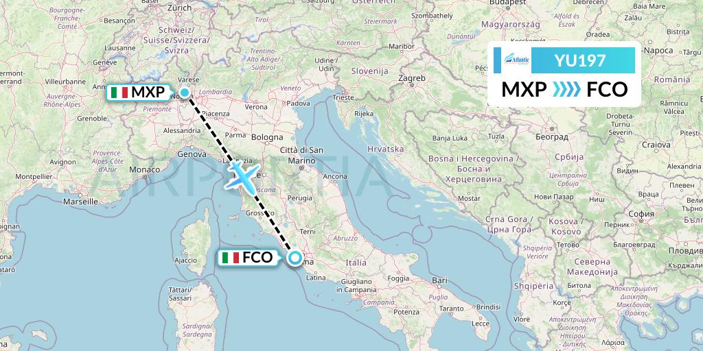 YU197 Flight Status EuroAtlantic Airways: Milan to Rome (MMZ197)