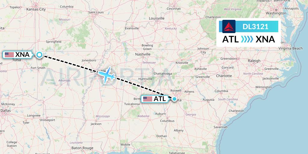 DL3121 Flight Status Delta Air Lines: Atlanta to Bentonville (DAL3121)