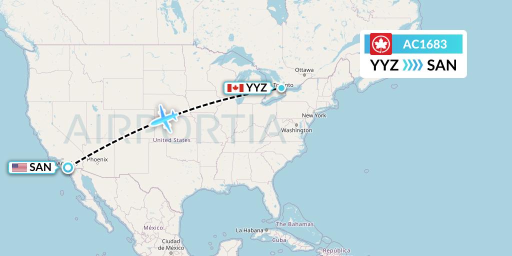 AC1683 Flight Status Air Canada: Toronto to San Diego (ACA1683)