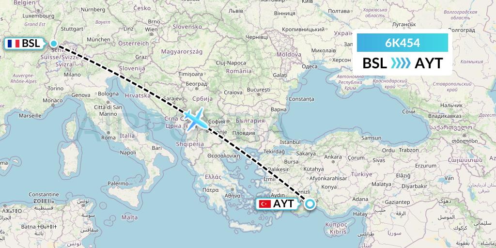 6K454 Flight Status Songbird Airways: Basel to Antalya (SGB454)