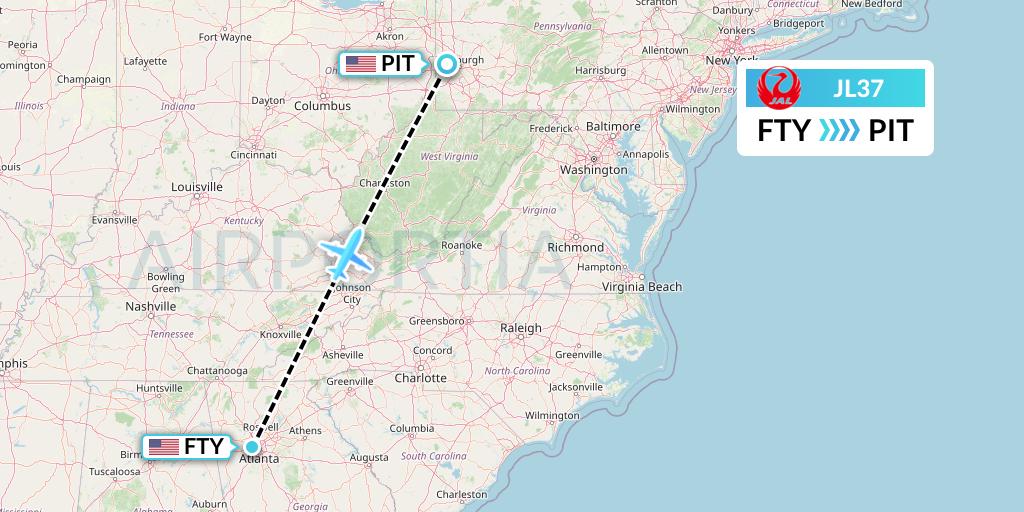 JL37 Flight Status Japan Airlines: Atlanta to Pittsburgh (JAL37)