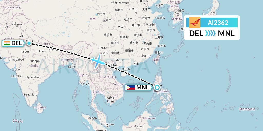 AI2362 Flight Status Air India: Delhi to Manila (AIC2362)